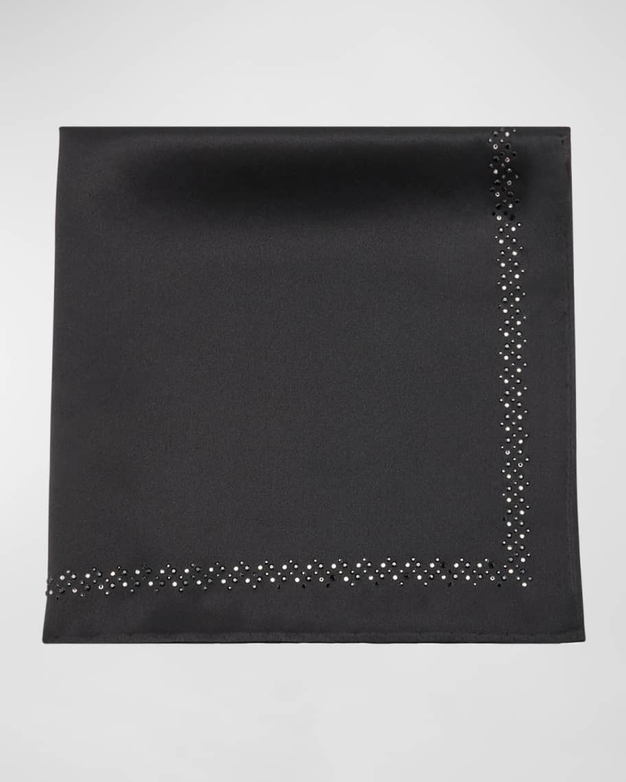 Stefano Ricci Men's Silk Crystal-Trim Pocket Square | Neiman Marcus