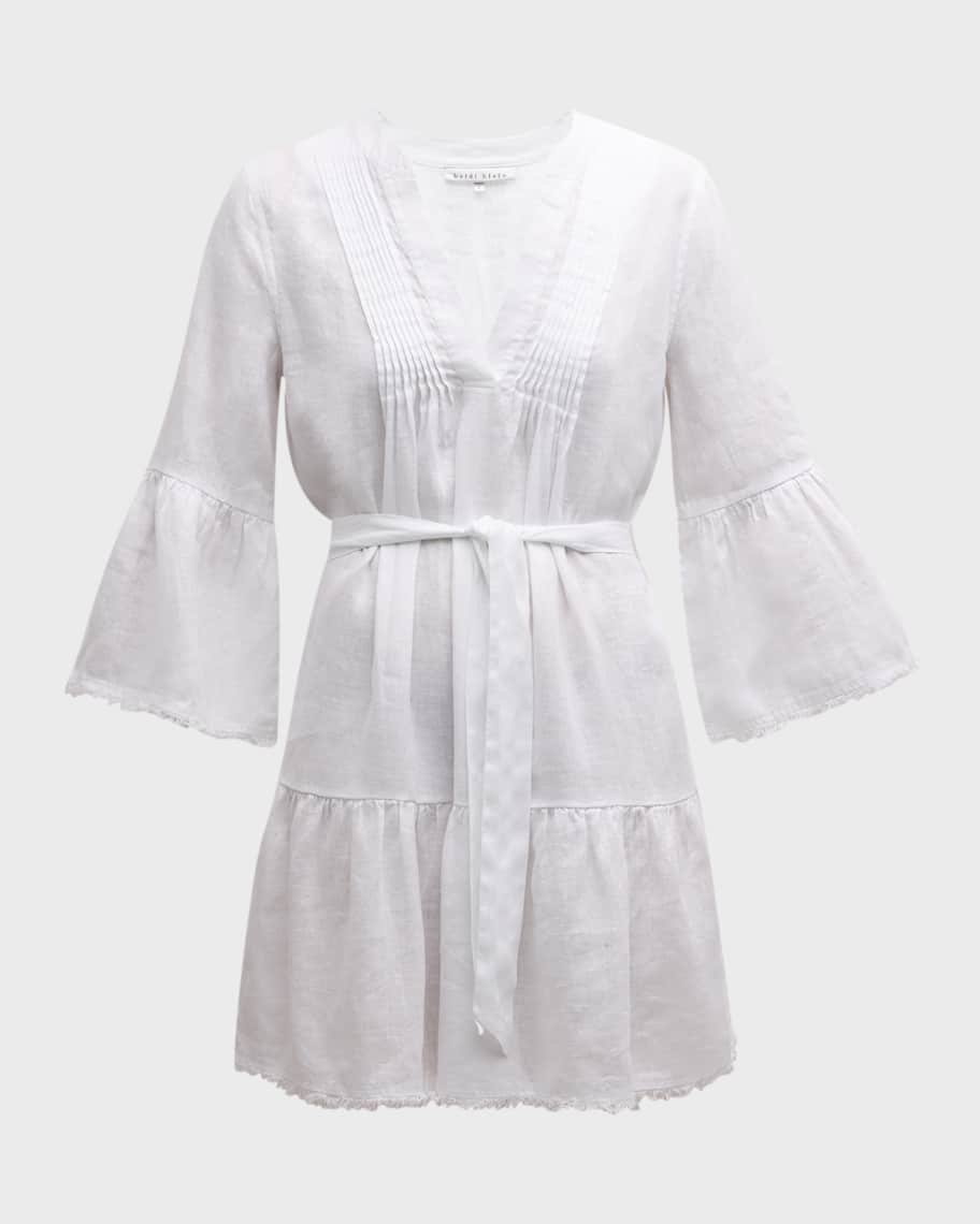 Heidi Klein White Bay V-Neck Belted Mini Dress | Neiman Marcus