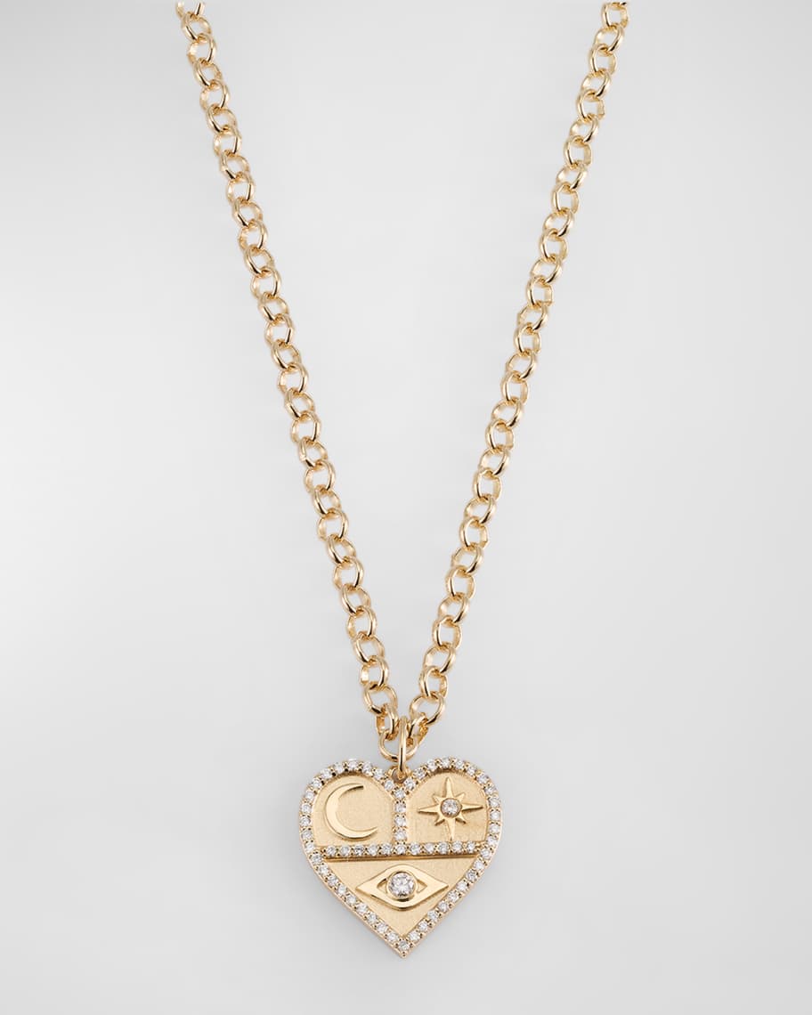 Sydney Evan Heart Icon Charm Chain Necklace with Diamonds | Neiman Marcus