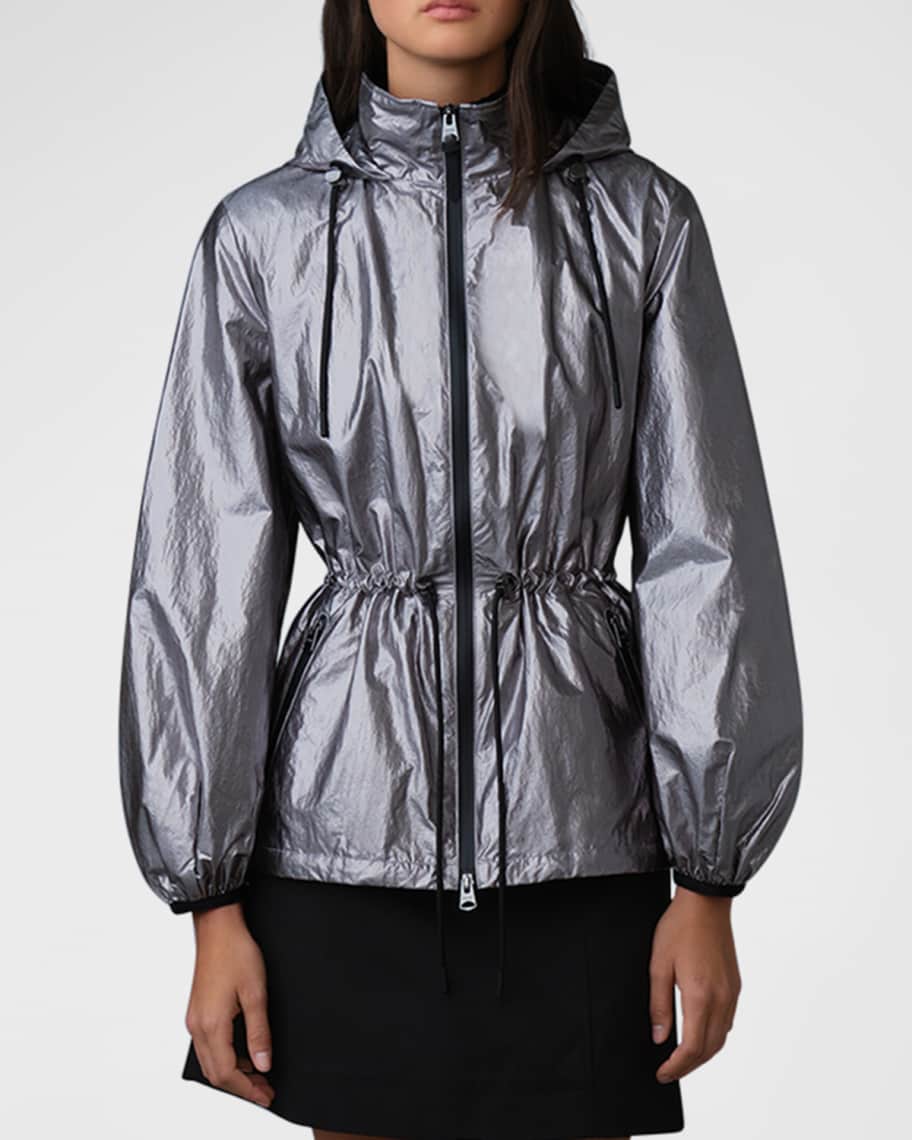 Mackage Isha Windproof Cinched Metallic Rain Jacket | Neiman Marcus