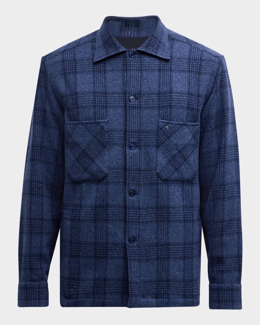 Stefano Ricci Men's Wool Plaid Overshirt | Neiman Marcus