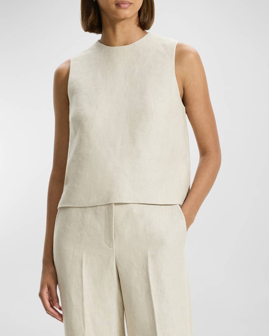 Theory Linen Tweed Sleeveless Shell | Neiman Marcus