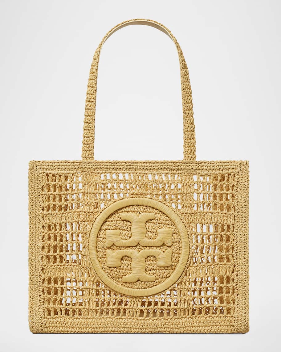 Tory Burch Ella Small Crochet Straw Tote Bag | Neiman Marcus
