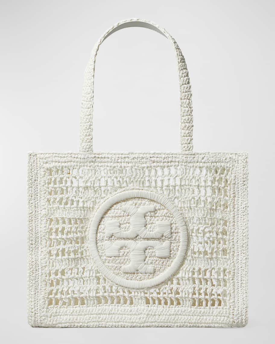 Tory Burch Ella Small Crochet Straw Tote Bag | Neiman Marcus