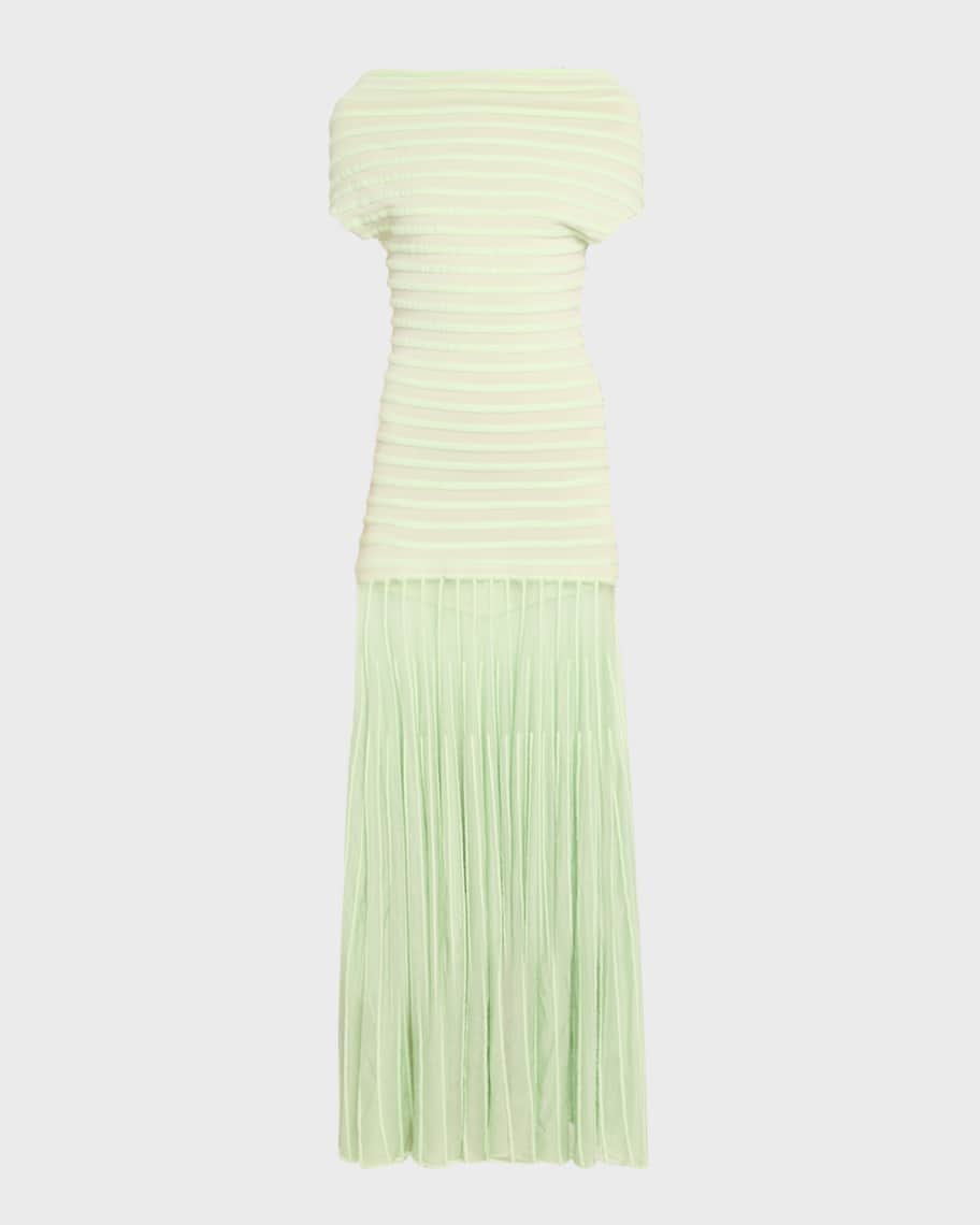 Alexis Marce Off-the-Shoulder Pleated Knit Maxi Dress | Neiman Marcus