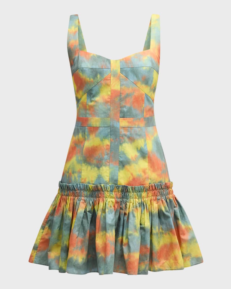 Alexis Cassidy Tie-Dye Cotton Ruffled Mini Dress | Neiman Marcus