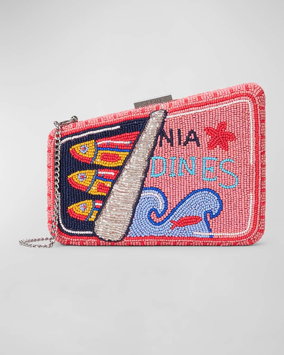STAUD Carmella Sardine Beaded Clutch Bag | Neiman Marcus