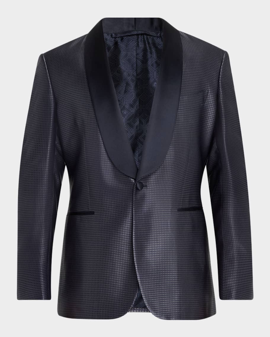 Stefano Ricci Men's Silk Check Shawl-Lapel Dinner Jacket | Neiman Marcus