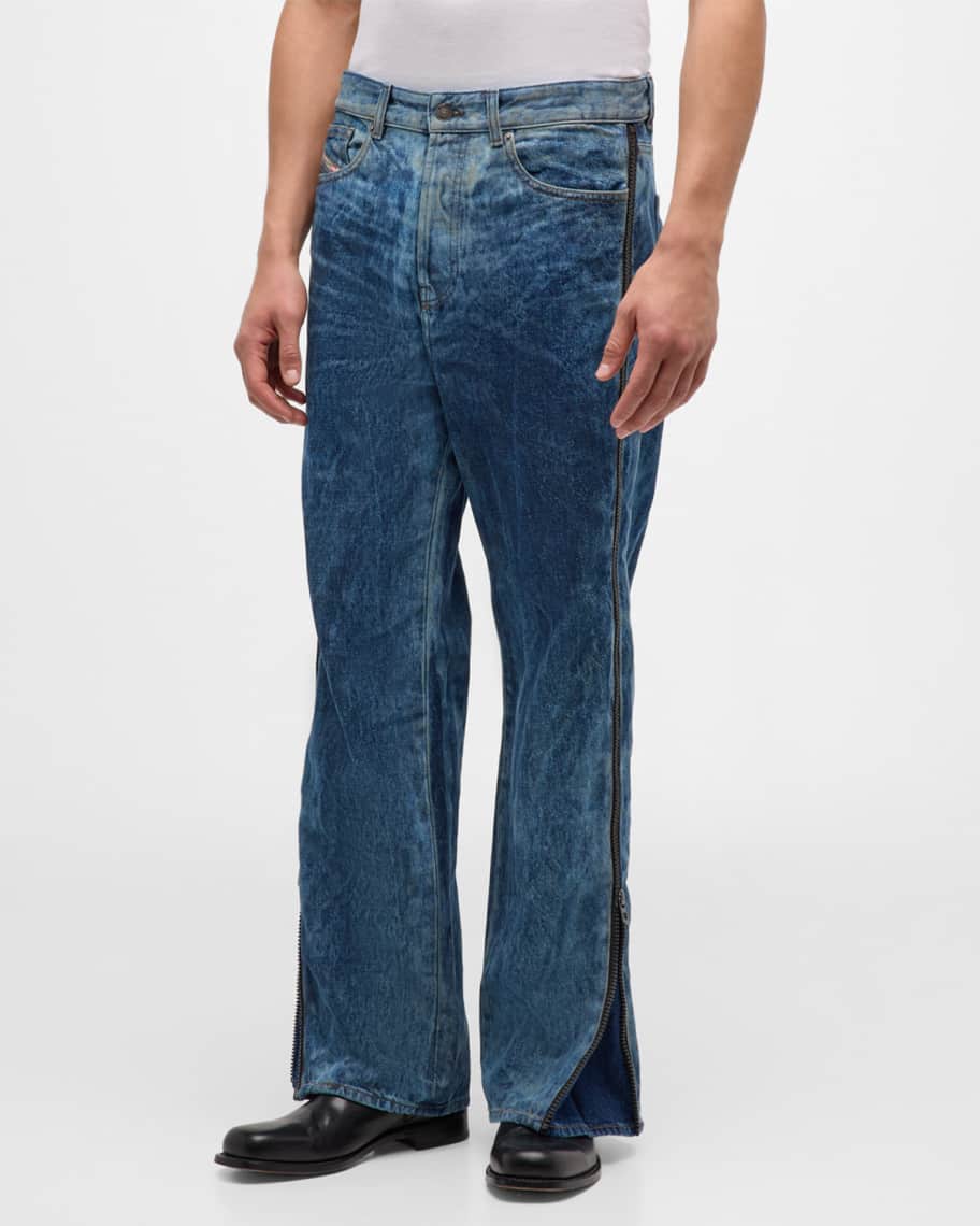 Diesel Men's Side-Zip Stonewashed Jeans | Neiman Marcus