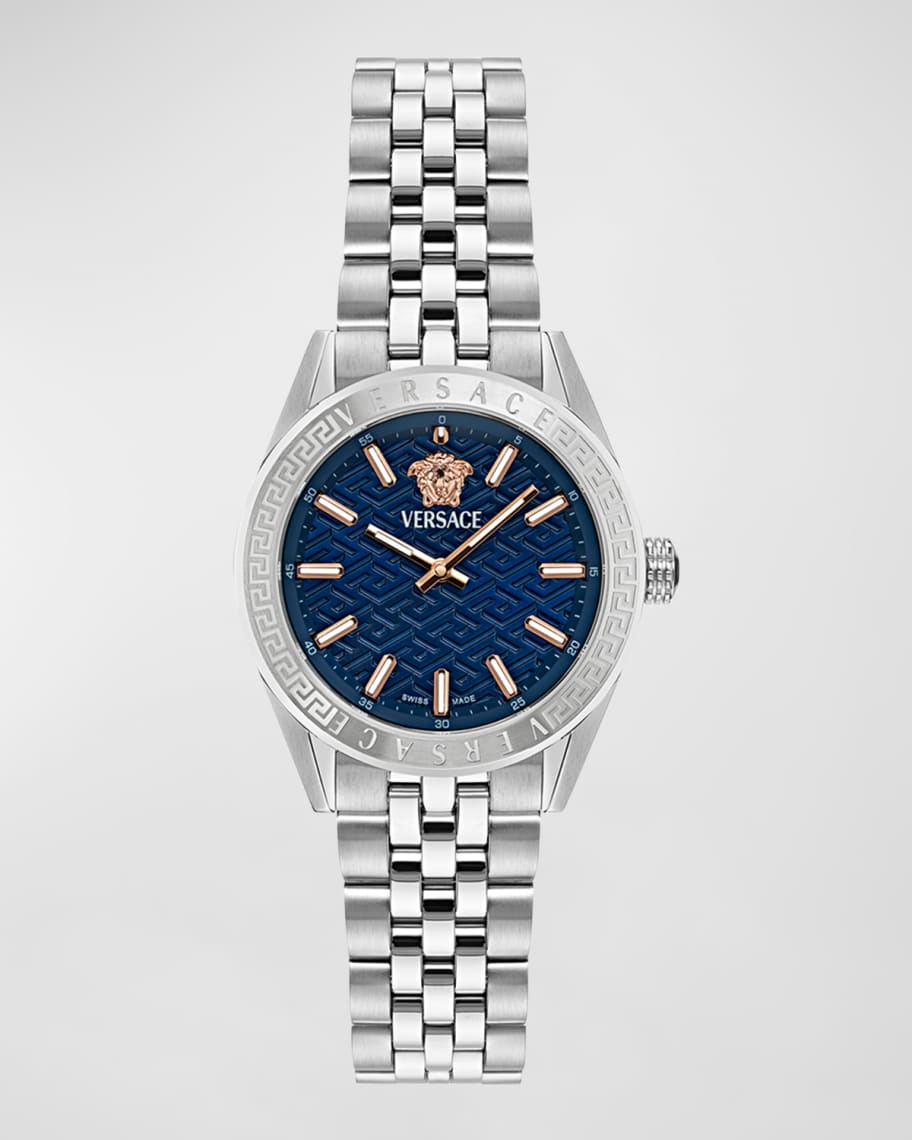 Versace V-Code Greca Stainless Steel Bracelet Watch, 36mm | Neiman Marcus