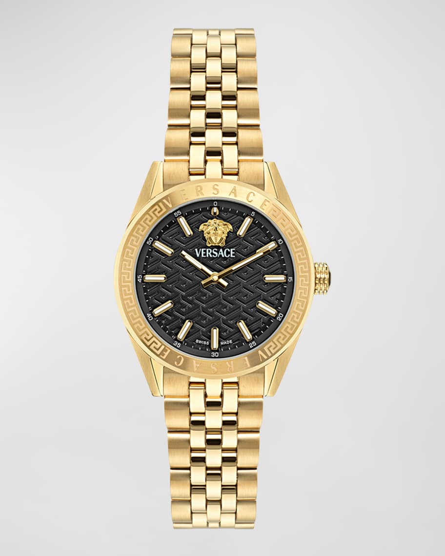 Versace 36mm V-Code Watch with Bracelet Strap, Yellow Gold/Black ...