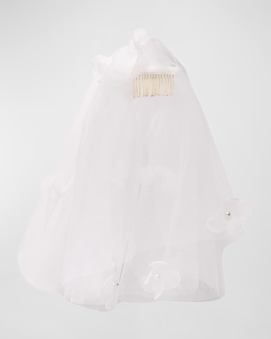 Lele Sadoughi Pearly Poppy Floral Veil Comb | Neiman Marcus