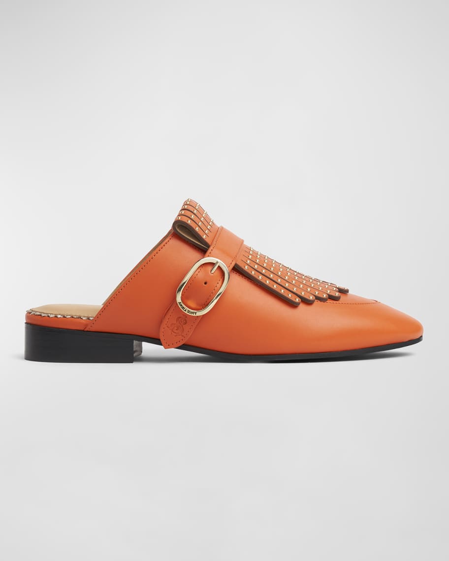 The Office of Angela Scott Ms. Felicity Leather Stud Kiltie Mules ...