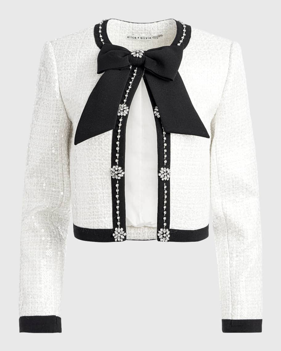 ALICE + OLIVIA Gwyneth Embellished Cropped Bow Jacket | Neiman Marcus