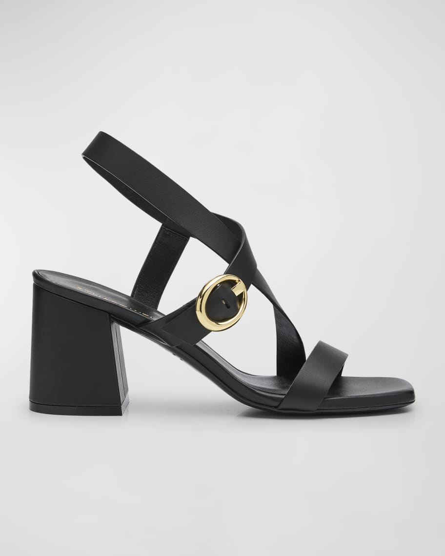 Stuart Weitzman Benni Block-Heel Leather Sandals | Neiman Marcus