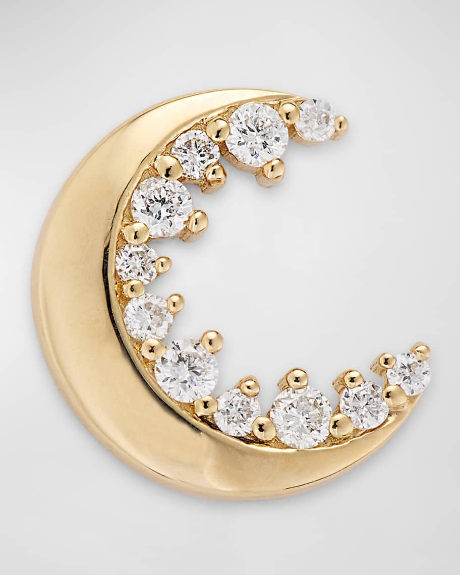 Sydney Evan 14k Gold Cocktail Crescent Moon Stud | Neiman Marcus