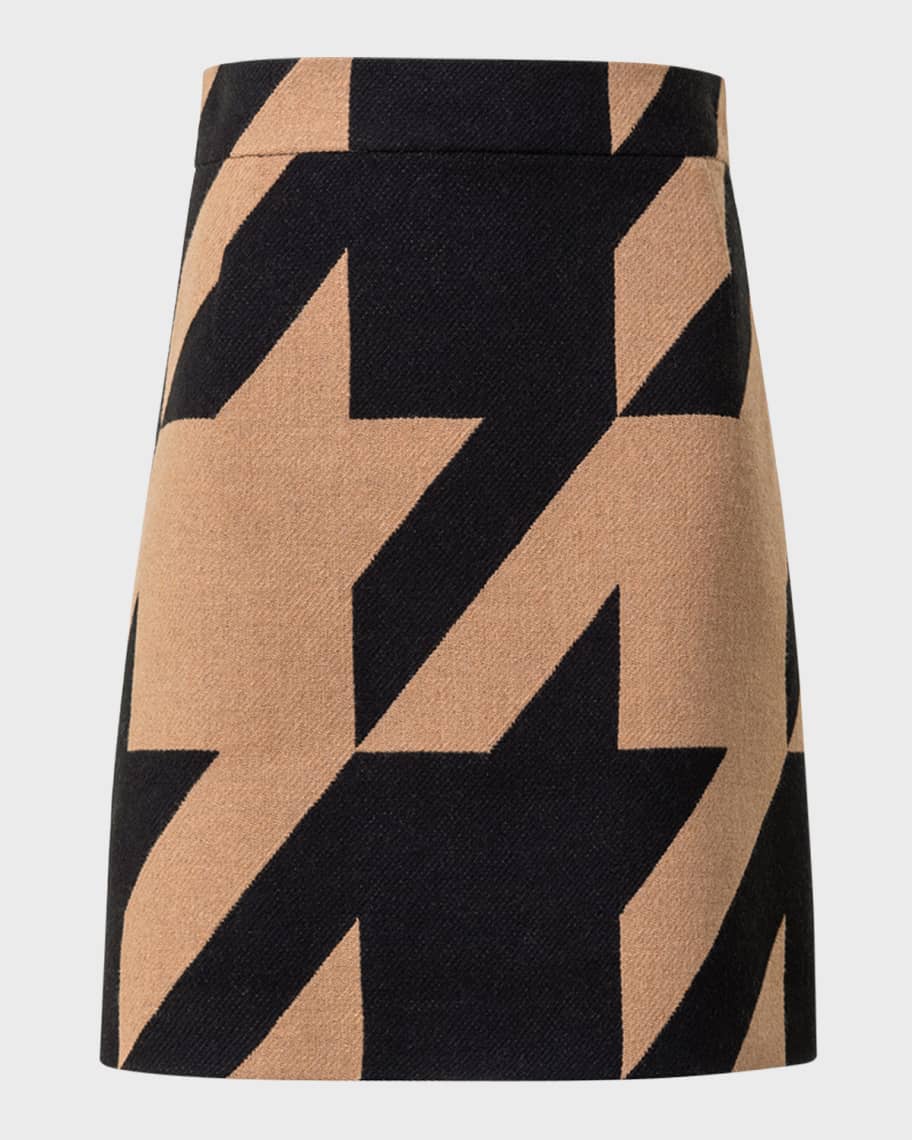 Akris punto XL Houndstooth Wool Blend Jacquard Skirt | Neiman Marcus