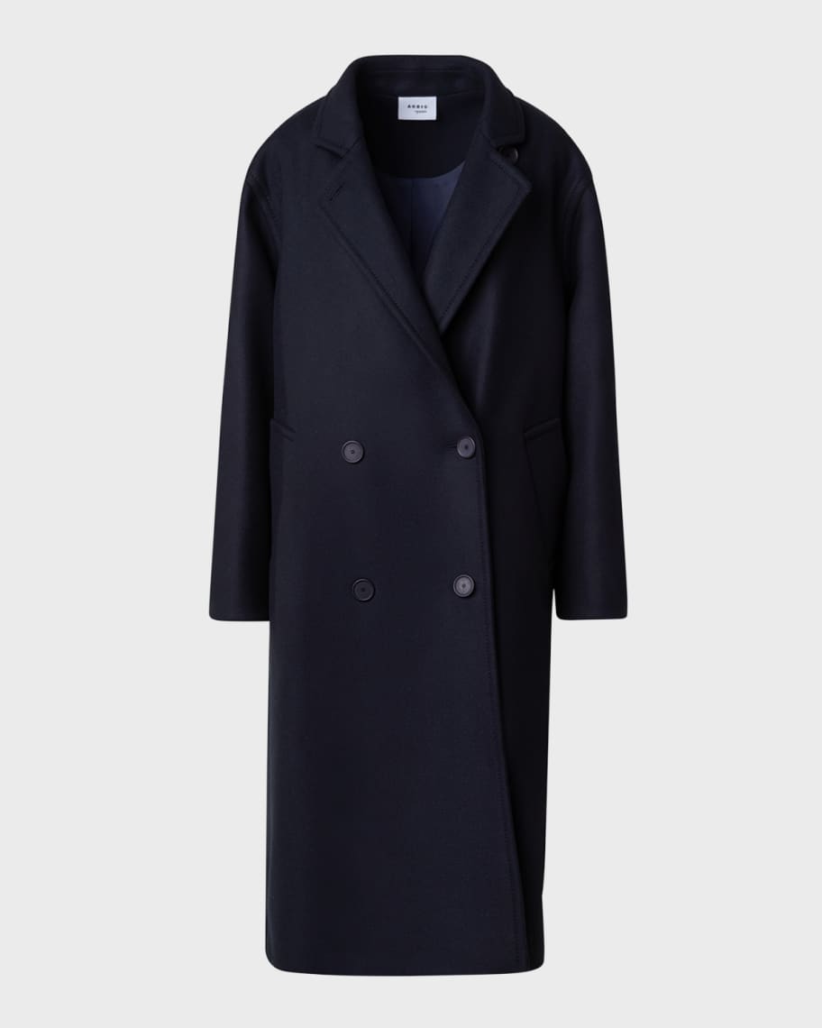 Akris punto Wool Felt Double-Breasted Overcoat | Neiman Marcus