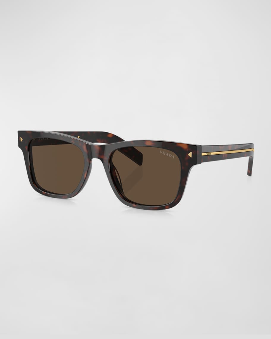 Prada Men's Polarized Acetate Rectangle Sunglasses | Neiman Marcus