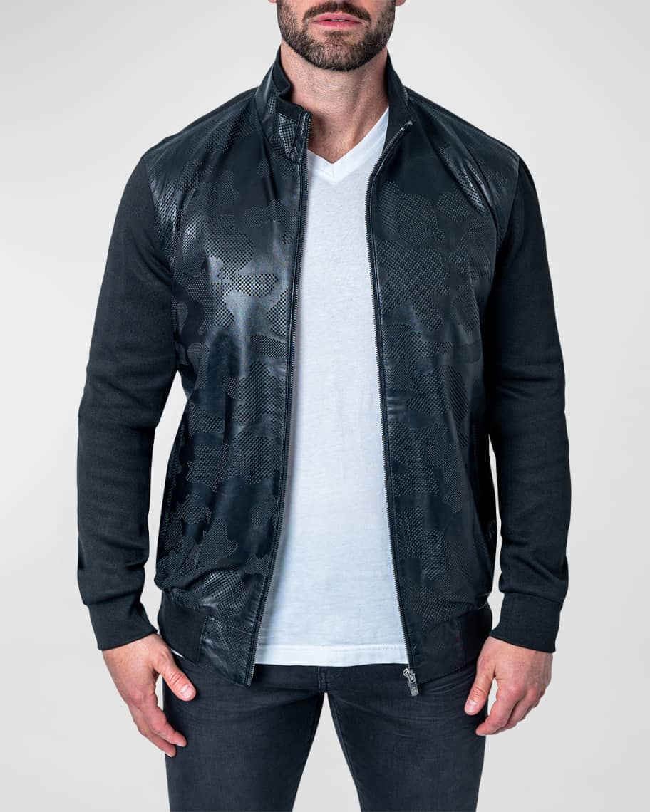 Maceoo Men's Leather Map Jacket | Neiman Marcus