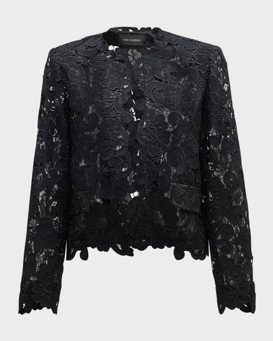 Kobi Halperin Kaya Open-Front Floral Lace Jacket | Neiman Marcus