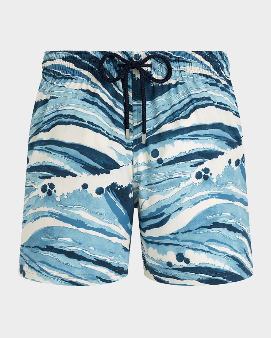 Vilebrequin Men's Wave Stripe Swim Trunks | Neiman Marcus
