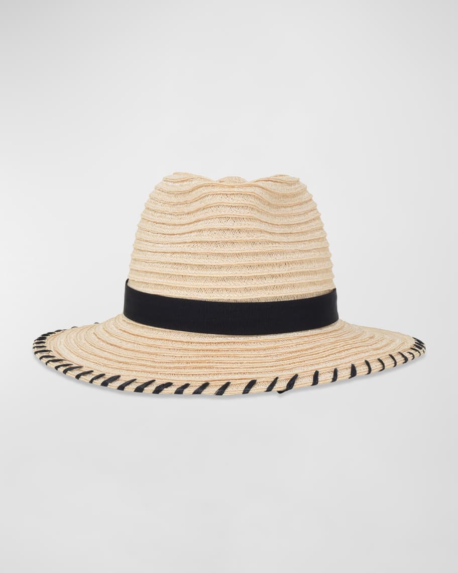 Gigi Burris Casey Whipstitched Straw Fedora | Neiman Marcus