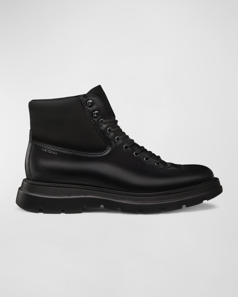Stuart Weitzman Men's Adam Leather and Neoprene Combat Boots | Neiman ...