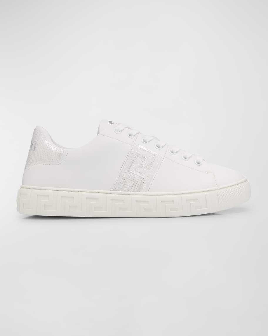 Versace La Greca Sequin Low-Top Sneakers | Neiman Marcus