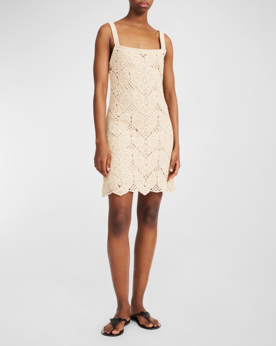 By Malene Birger Falla Butterfly Crochet Mini Dress | Neiman Marcus