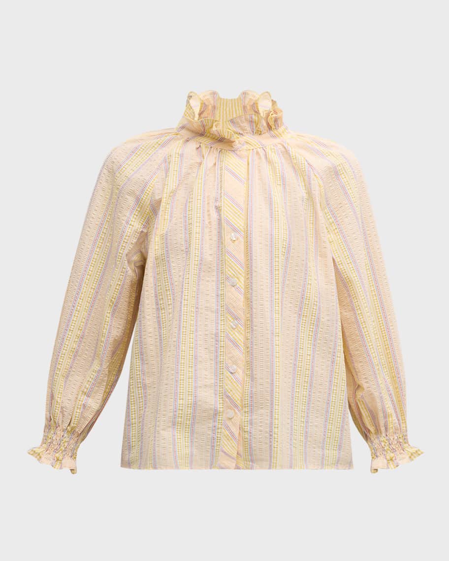 Finley Fiona Striped Seersucker Cotton Shirt | Neiman Marcus