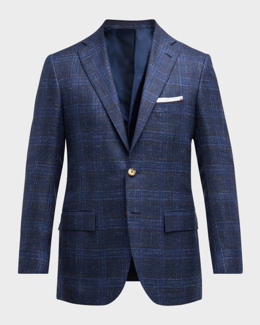 Kiton Men's Wool-Cashmere Plaid Sport Coat | Neiman Marcus