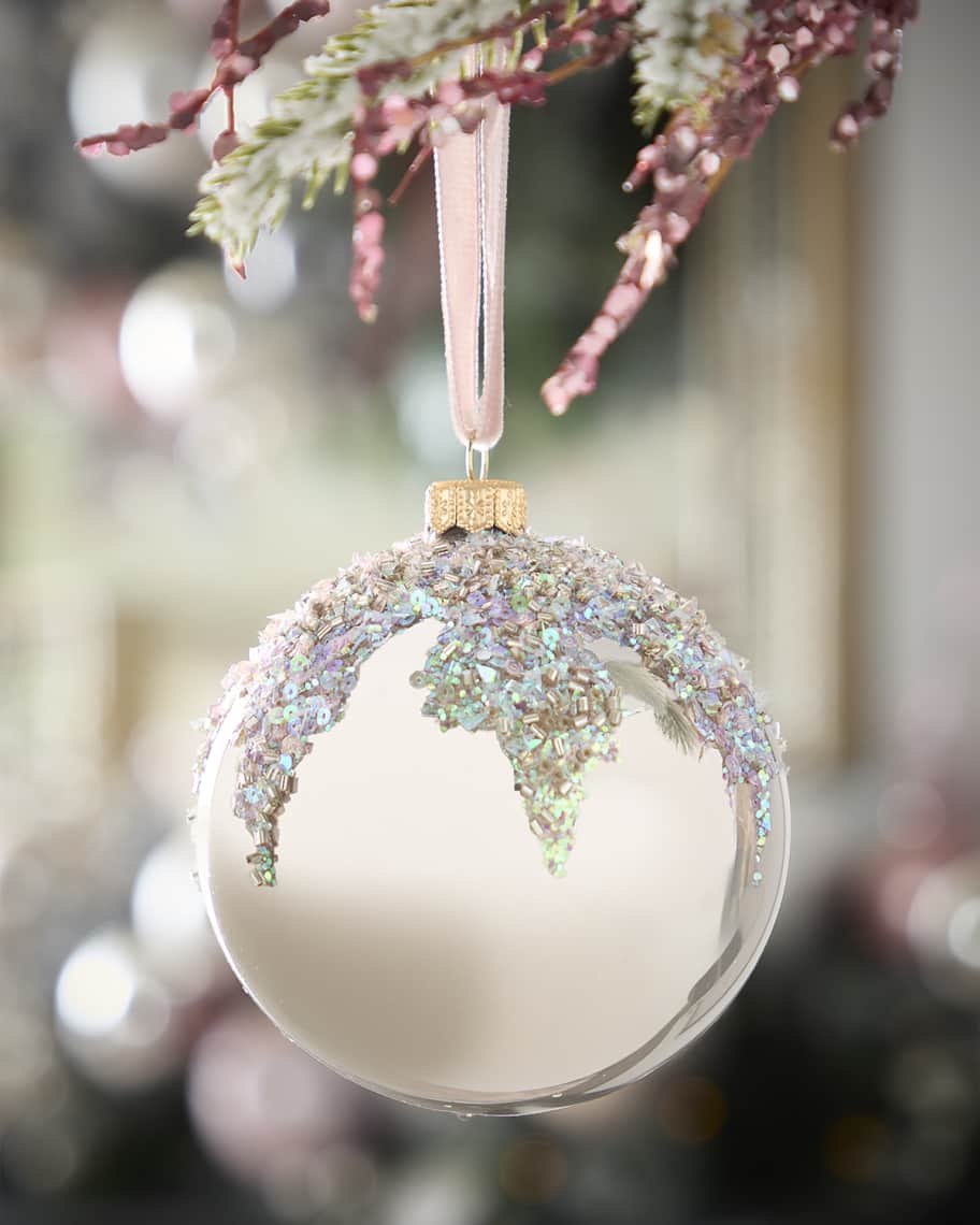 Neiman Marcus Grey Opal Ball Christmas Ornament with Iridescent Sparkle ...