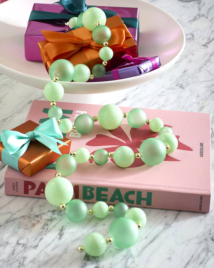 Glitterville 48" Sugar Plum Frosted Glass Ball Garland, Mint | Neiman ...