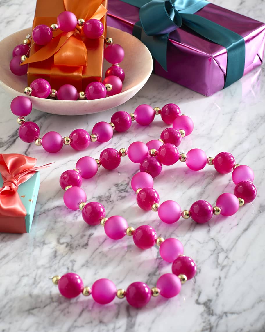 Glitterville 60" Sugar Plum Frosted Glass Ball Christmas Garland, Hot ...