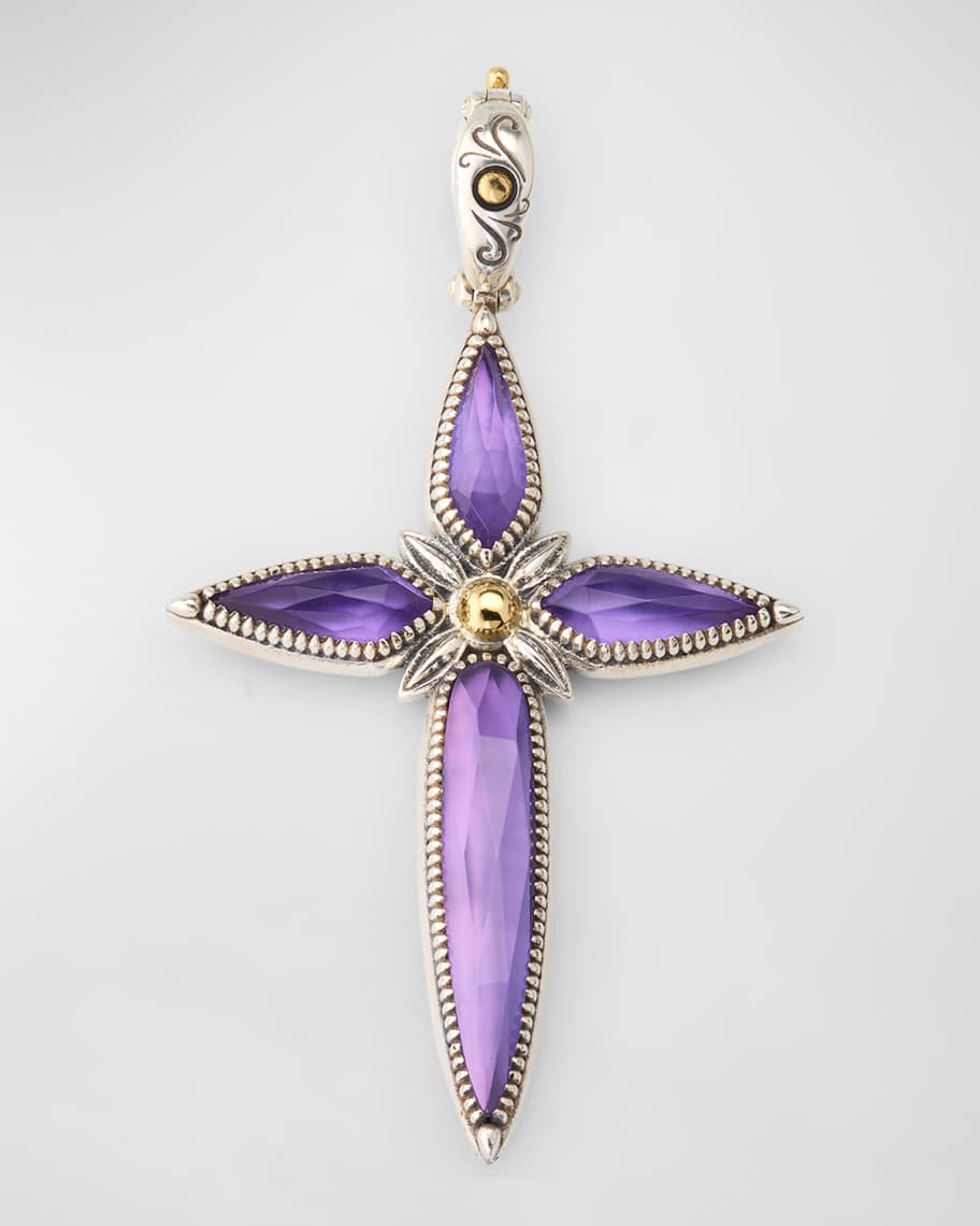 Konstantino Gen K 2 Sterling Silver and 18K Gold Crystal Cross Pendant ...
