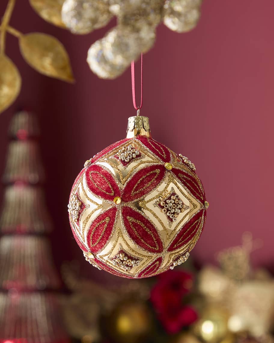 Neiman Marcus Christmas Shiny Glitter Golden Ball Ornament | Neiman Marcus