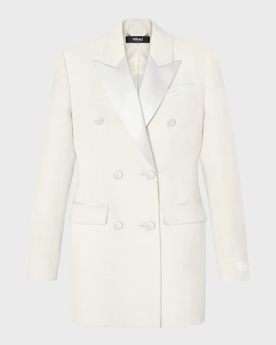 Versace Satin-Contrast Double-Breasted Grain De Poudre Evening Jacket ...