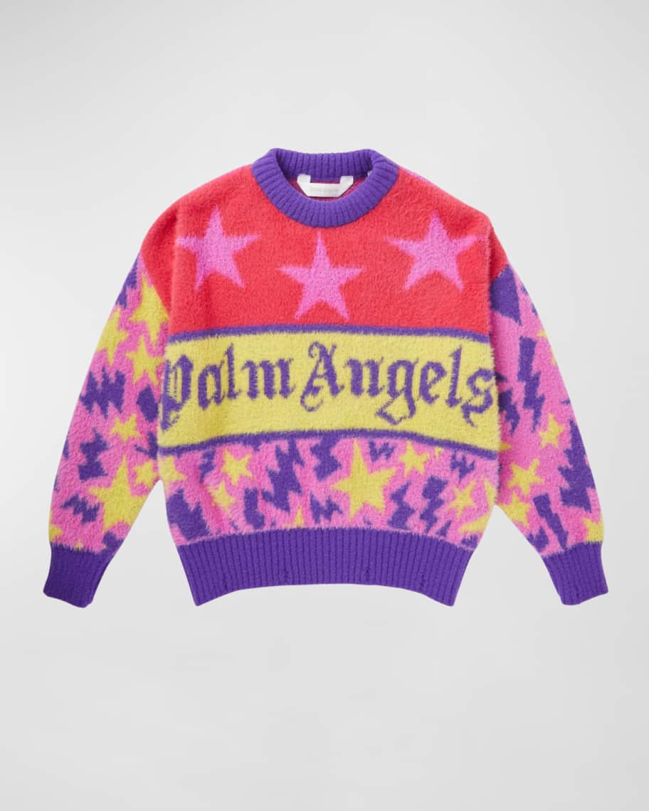 Palm Angels Girl's Logo Intarsia Knit Sweater, Size 4-12 | Neiman Marcus