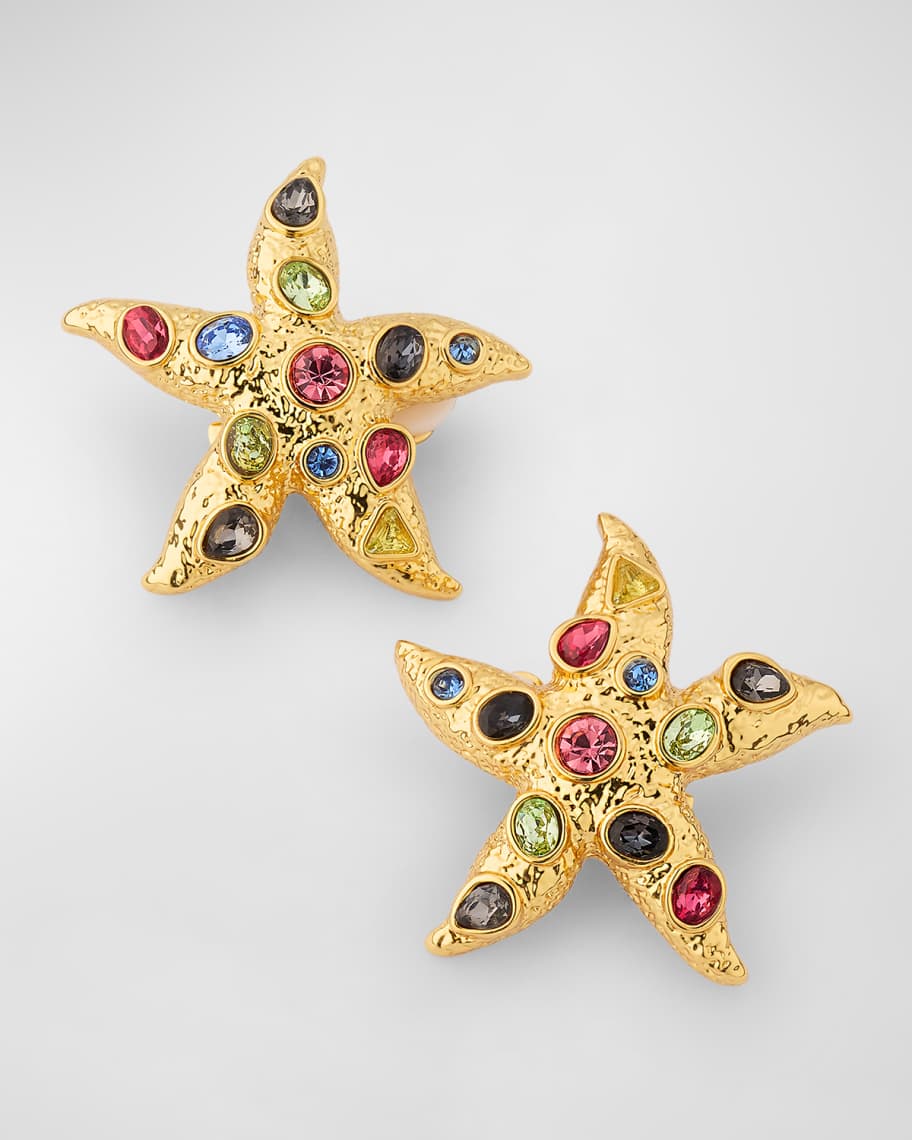 Kenneth Jay Lane Gemstone Starfish Clip Earrings | Neiman Marcus
