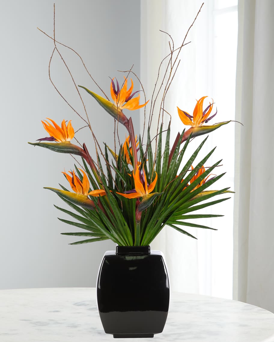 NDI Bird of Paradise 41" Faux Floral Arrangement in Ceramic Vase ...