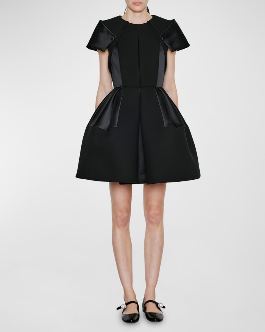 Dice Kayek Flared Mini Dress with Satin Details | Neiman Marcus