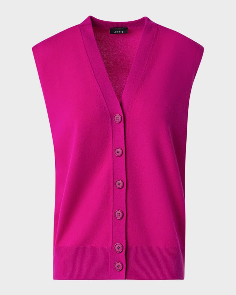 Akris V-Neck Cashmere Oversized Vest | Neiman Marcus