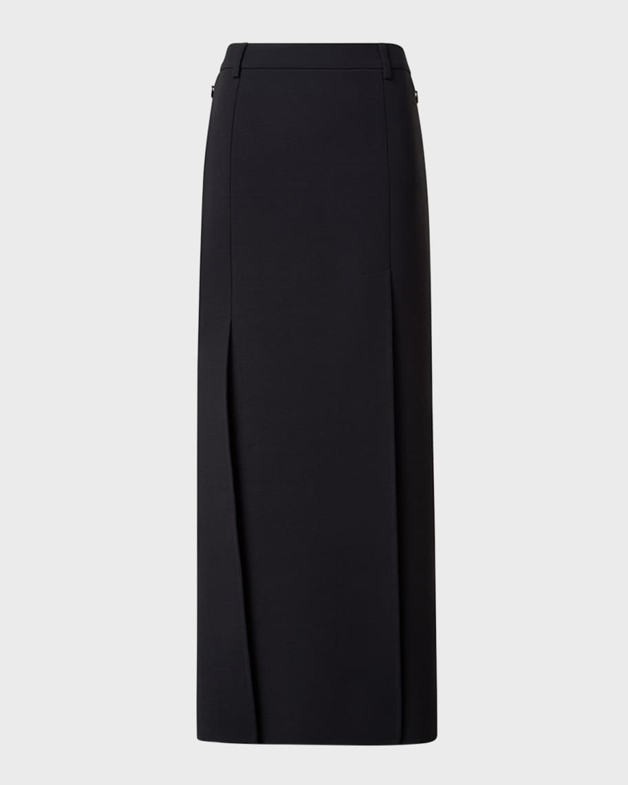 Akris Double-Face Wool Midi Skirt with Irregular Slits | Neiman Marcus