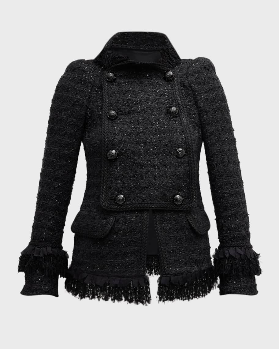 Maison Common Luxury Tweed Blazer Jacket with Detachable Front Panel ...
