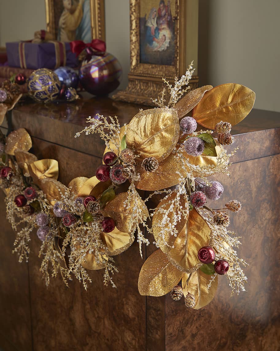 Jim Marvin 5' Golden Jewel Berry Garland | Neiman Marcus