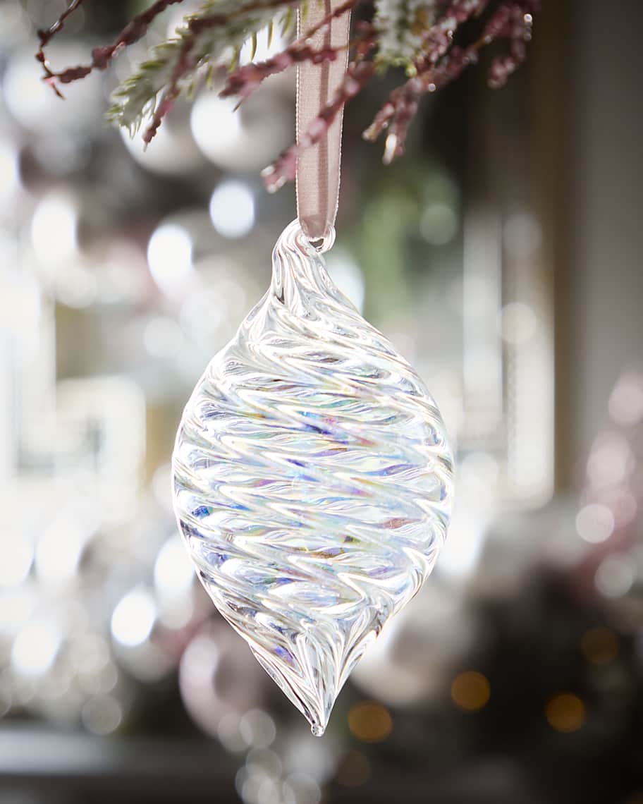 Jim Marvin Clear Iris Teardrop Christmas Ornament | Neiman Marcus