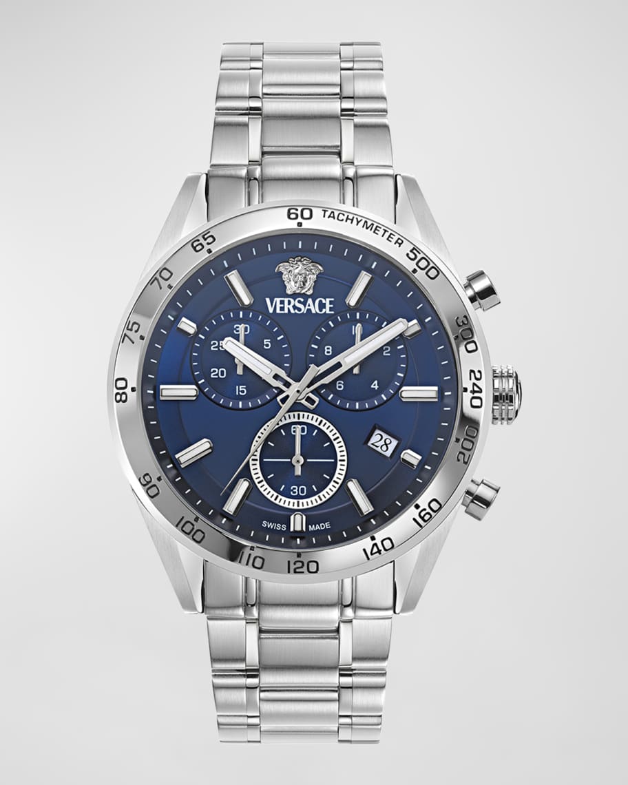 Versace Men's V-Code 41mm Stainless Steel Chronograph Watch | Neiman Marcus