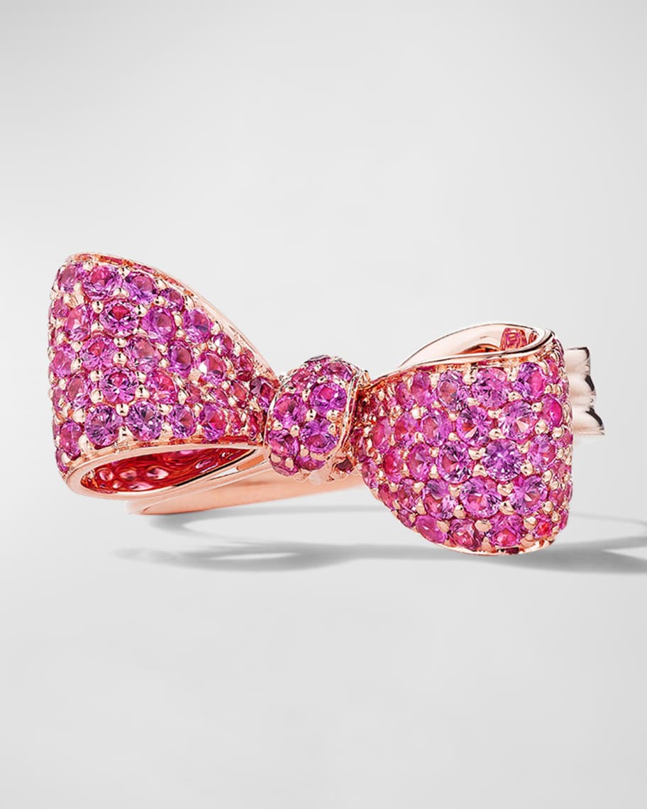 Mimi So 18K Rose Gold Small Pink Sapphire Knot and Top Bow Ring ...