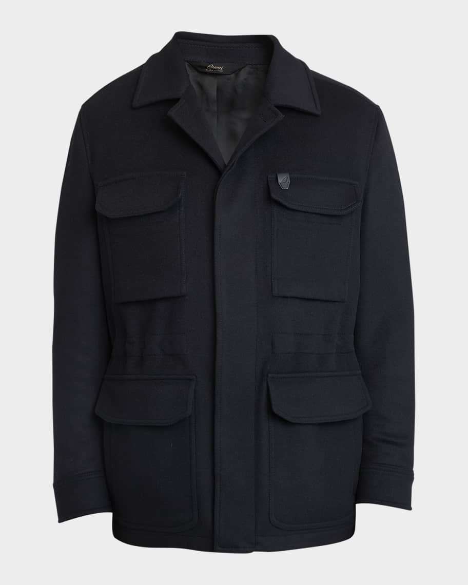 Brioni Men's Sahariana Wool-Cashmere Utility Jacket | Neiman Marcus